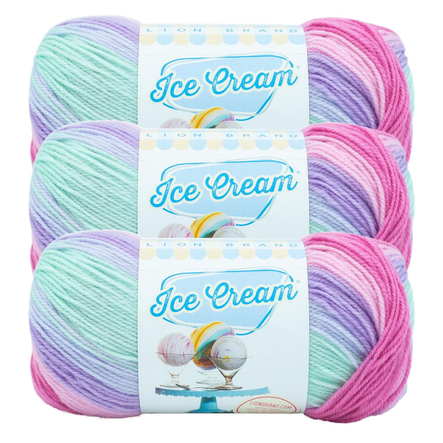 Lion Brand Ice Cream® Yarn #3 Light/DK Yarn 100g/360m 3-Pack - Walmart.ca