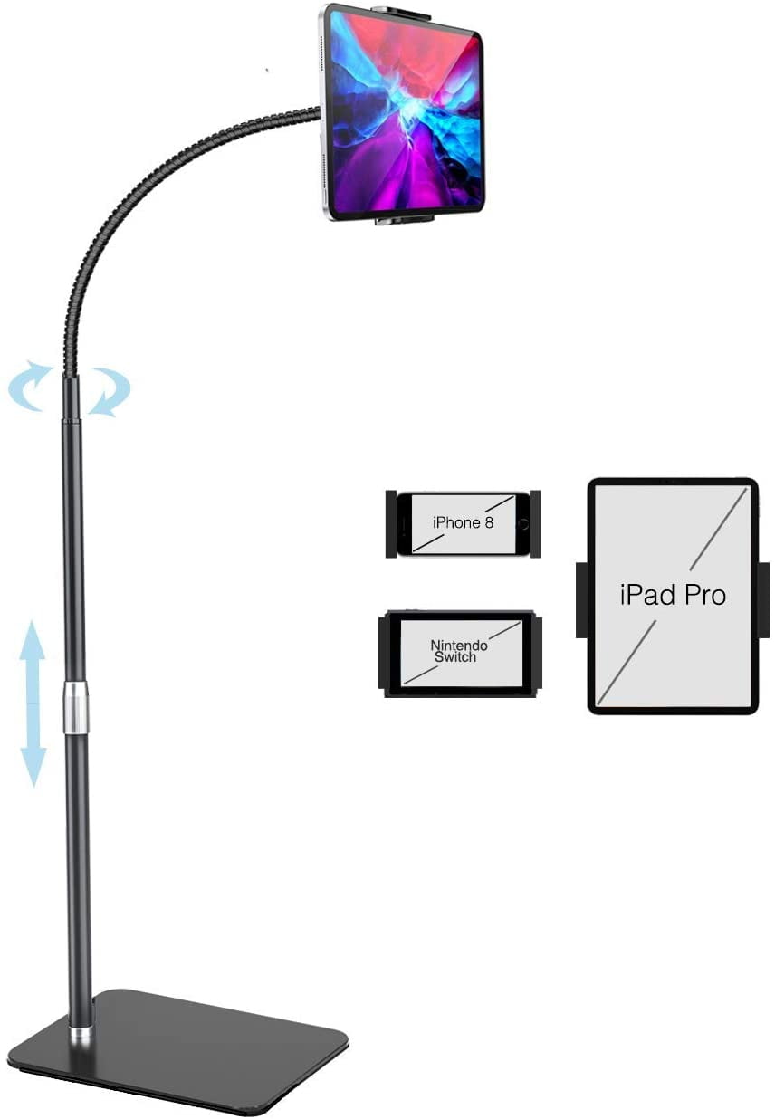 Gooseneck Tablet Floor Stand, 360 Degree Rotating Long Arm & Vertical ...