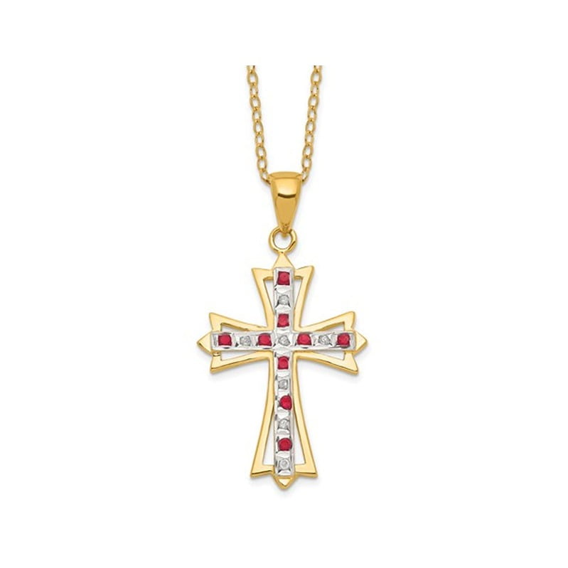 Click here for Gem And Harmony Red Ruby Cross Pendant Necklace In... prices