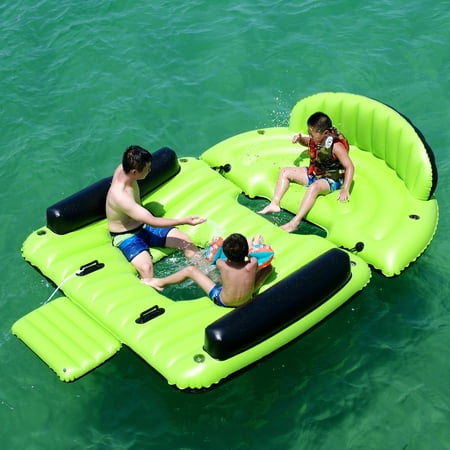 ALEKO IFI6PCM Inflatable Floating Island Chaise Lounger with Cup ...
