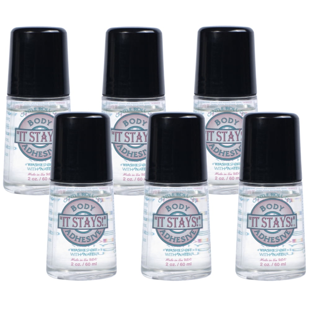 (6 Pack) Made in USA Mask Glue - It Stays Roll-On Body Adhesive ...