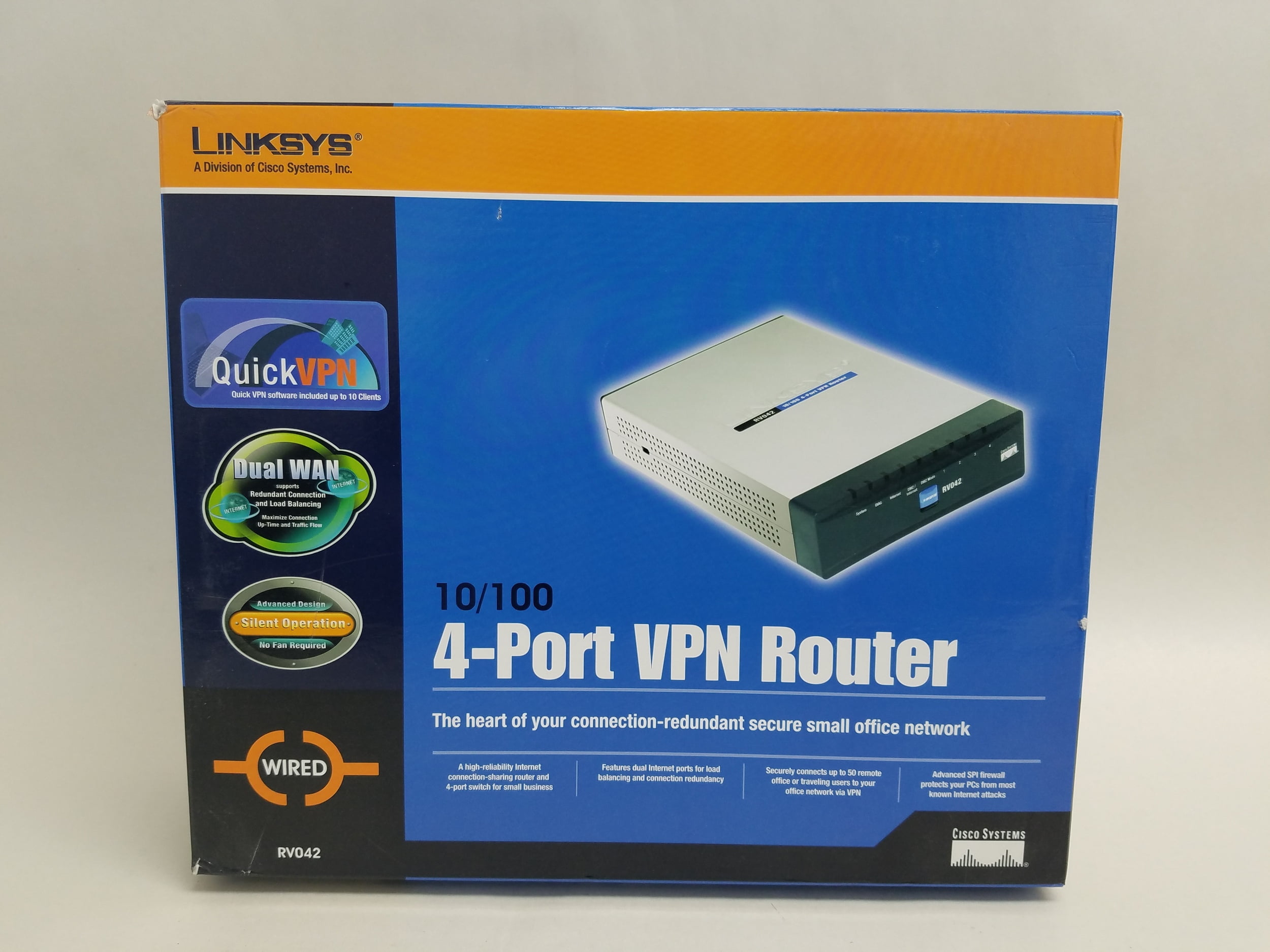 Pre-Owned Cisco Linksys RV042 4-Port 10/100 Dual WAN VPN Router (Good ...