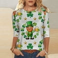 KIHOUT Women's St. Patrick's Day 3/4 Sleeve Round Neck Top Striped ...