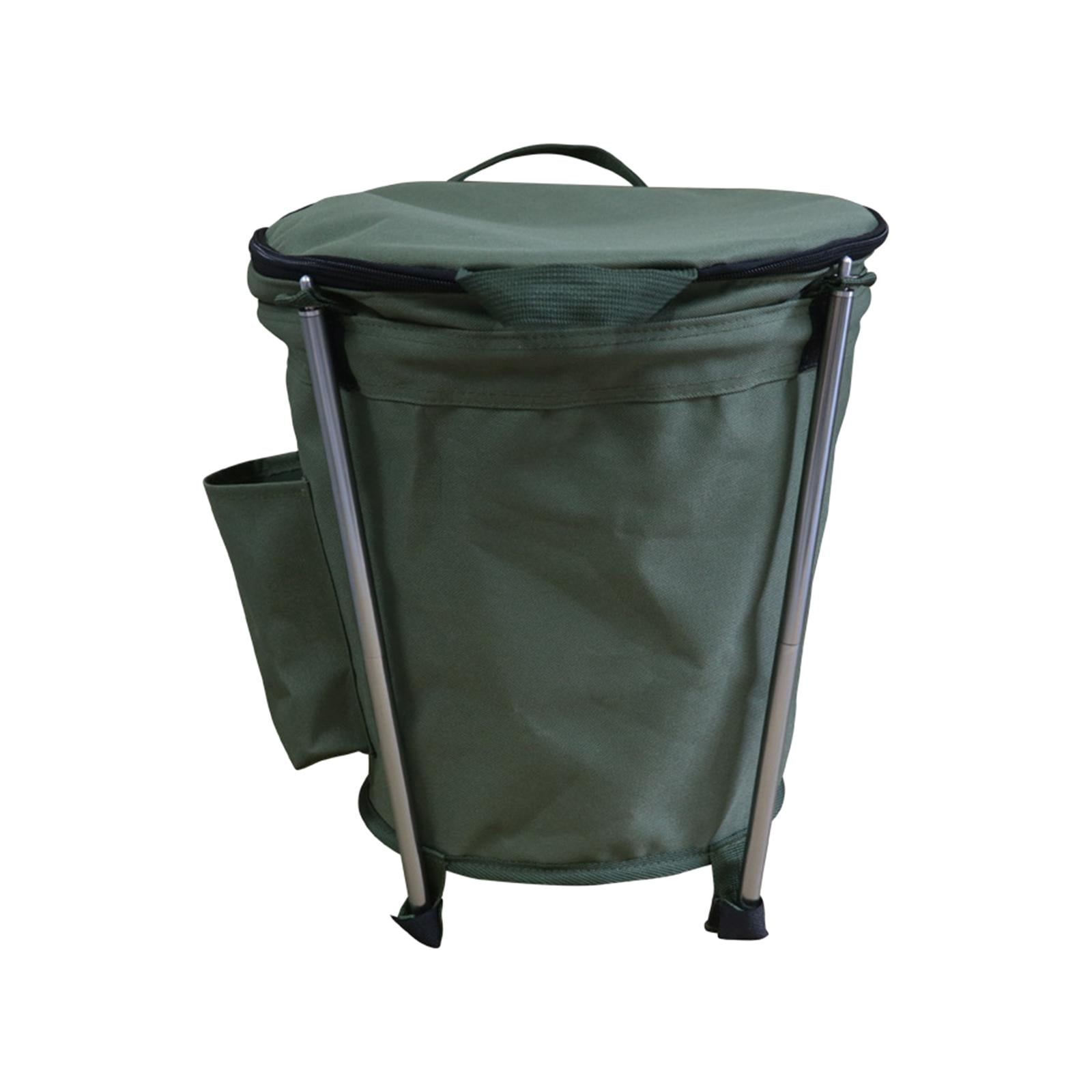 Garden Waste Bag Leaf Basket Bin with Zipper Lid Yard Outdoor Folding ...
