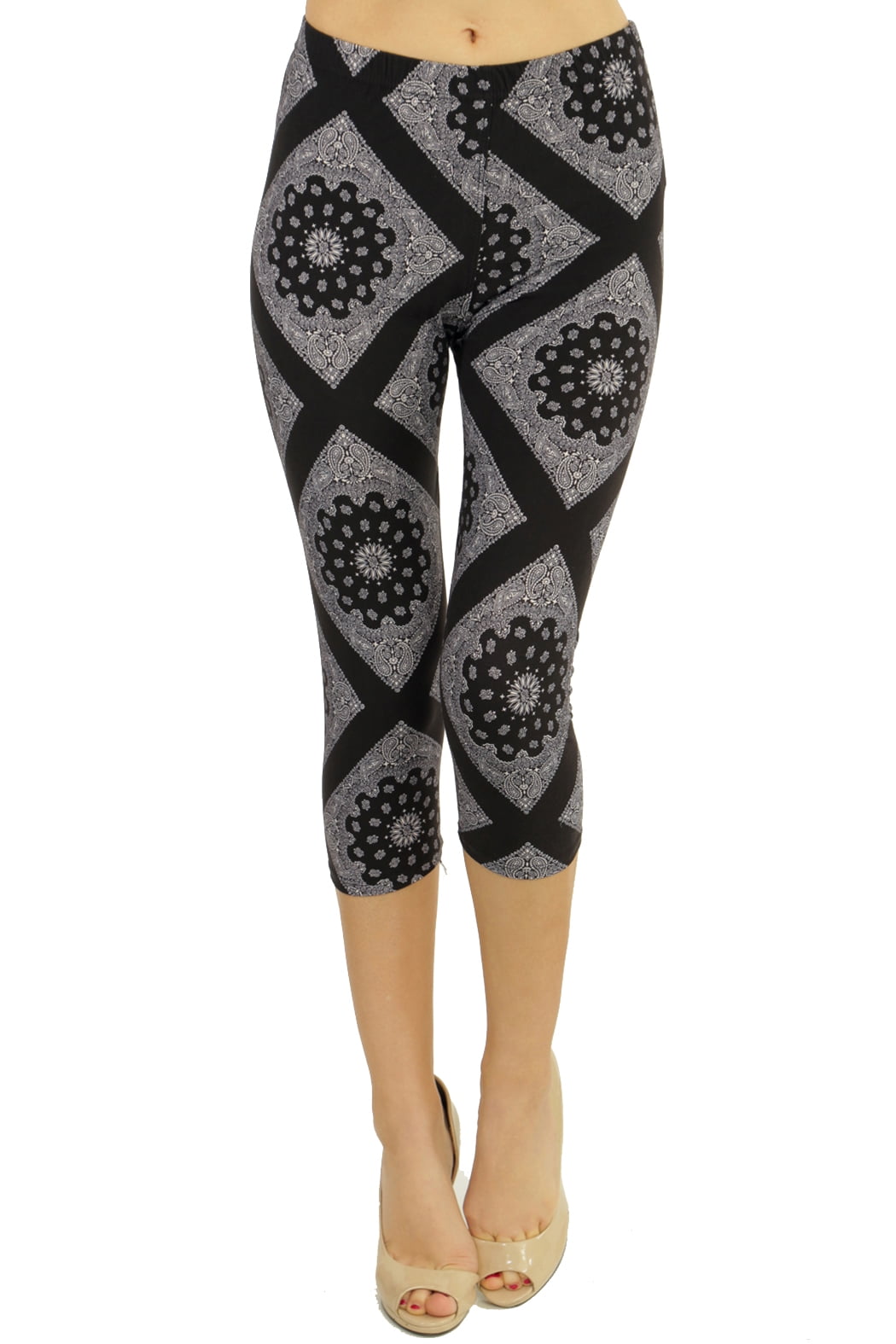 ViV Collection Printed Brushed Capri Black White Paisley Diamond ...