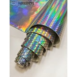 Holographic Mermaid Fish Scale Glossy Embossed Vinyl Fabric Silver / 54 ...