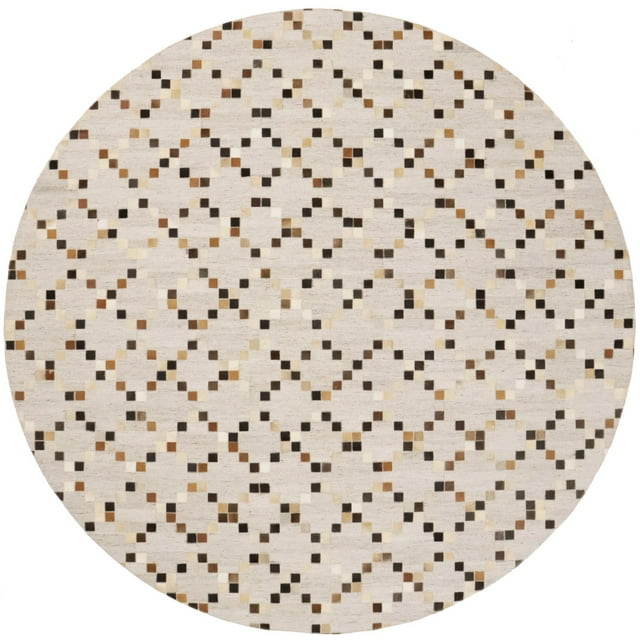 Gray Cowhide 8X8 Modern Leather Round Rug - Walmart.com