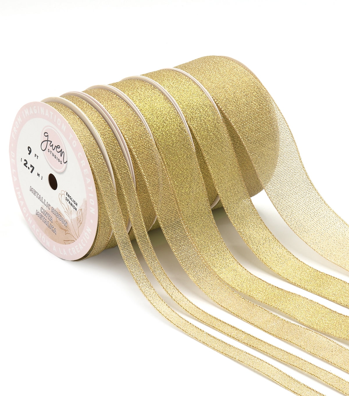 Metallic Gold Silk Satin Ribbon, 4 Widths, 18 Yards by Gwen Studios ...