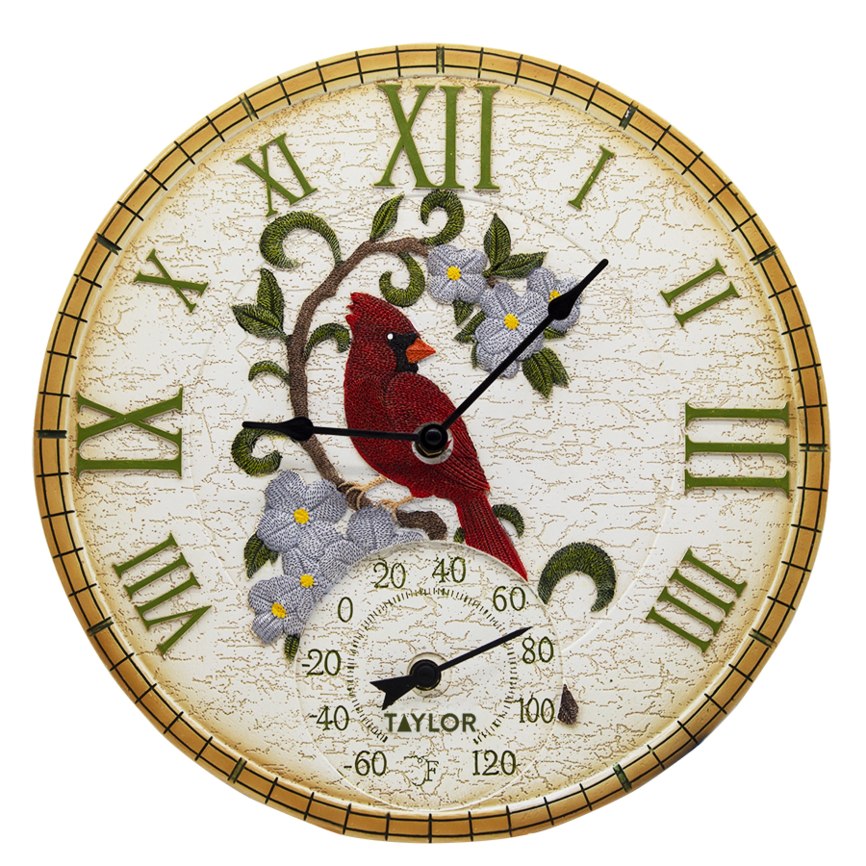 Taylor Precision Products 14-inch Cardinals Clock with Thermometer ...