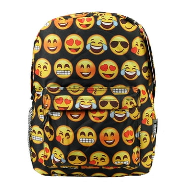 Emojination Smiley Face Emoji Backpack 16" Happy LOL Faces Heart Eyes ...