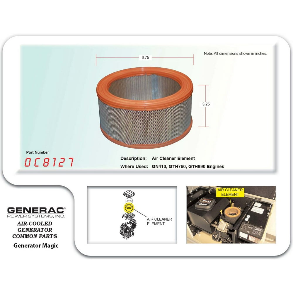 Generac Guardian Air Filter 0C8127 - Walmart.com - Walmart.com
