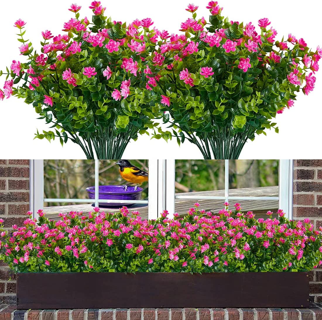 Zukuco 6pcs Artificial Flowers Fake Boxwood Plants Faux Plastic Lotus ...