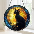Black Cat and Moon Scene Stained Glass Suncatcher, Decorative Window ...