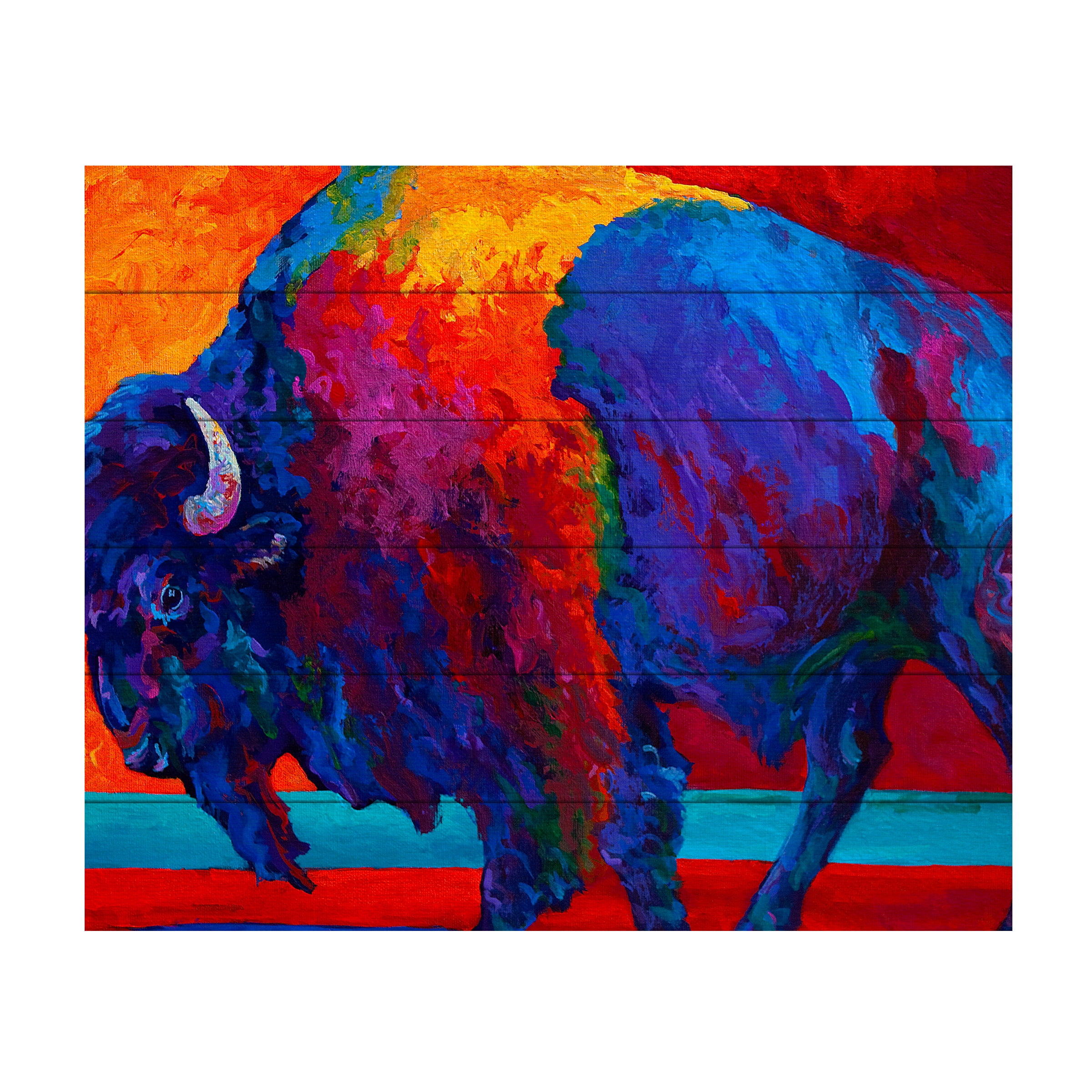 Trademark Fine Art 'Abstract Bison' Wooden Wall Art Art by Marion Rose ...