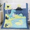 8 PC Dinosaur Crib Bedding Set for Baby Boys, Blue Nursery Set with ...