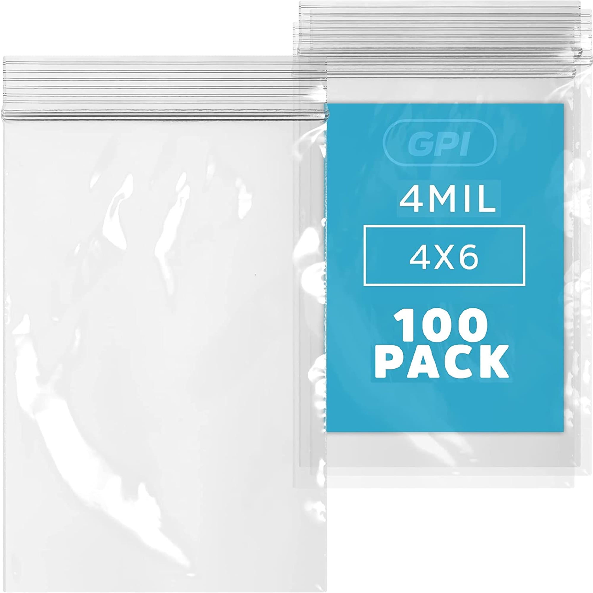 GPI 4” x 6” Heavy Duty Ziplock Bag 4 Mil Clear Resealable Bags for ...