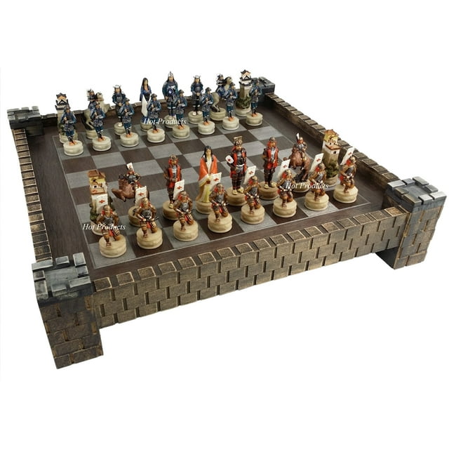 Japanese Samurai Warrior Oriental Chess Set W/ 17" Castle FORTRESS ...
