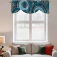 Abstract Nested Rings Tie Up Valances Curtain, Blue White Concentric ...