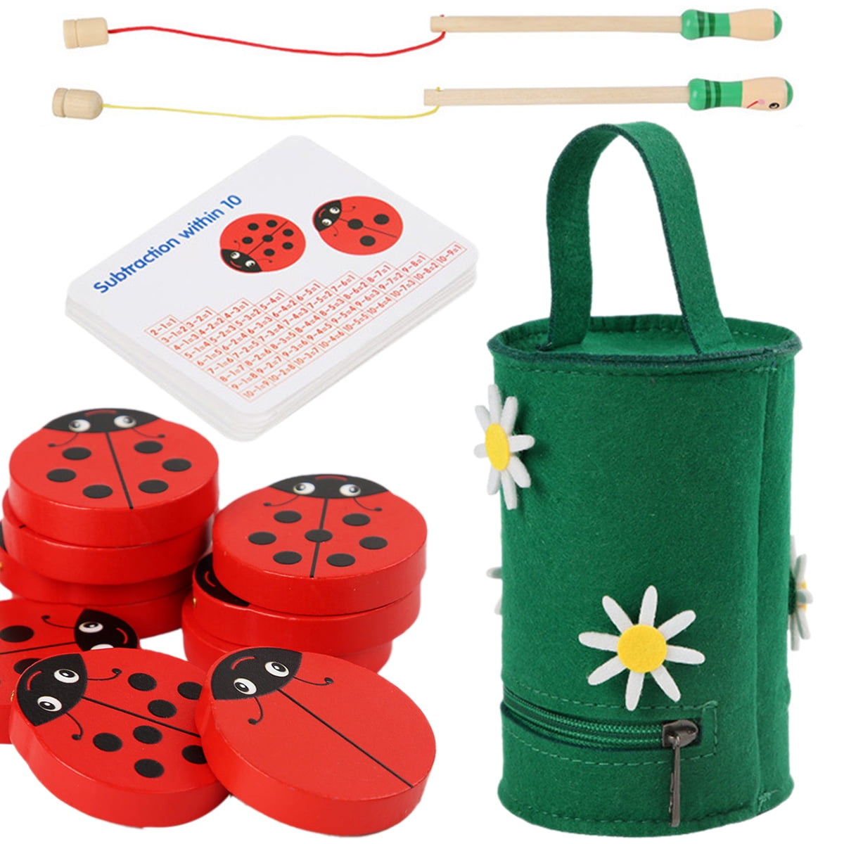 Littleduckling Counting Ladybugs Toy 0-10 Alphabets and Numbers Wooden ...