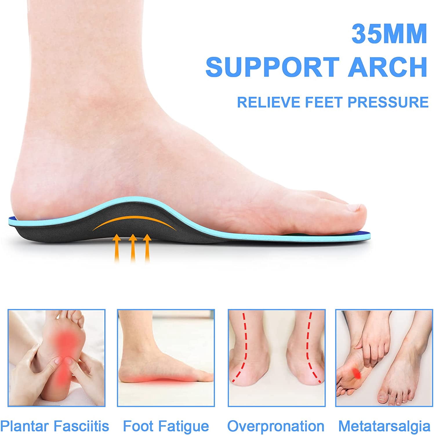 Buy Kelaide Arch Support Insoles for Men Women,Orthotic Inserts for ...