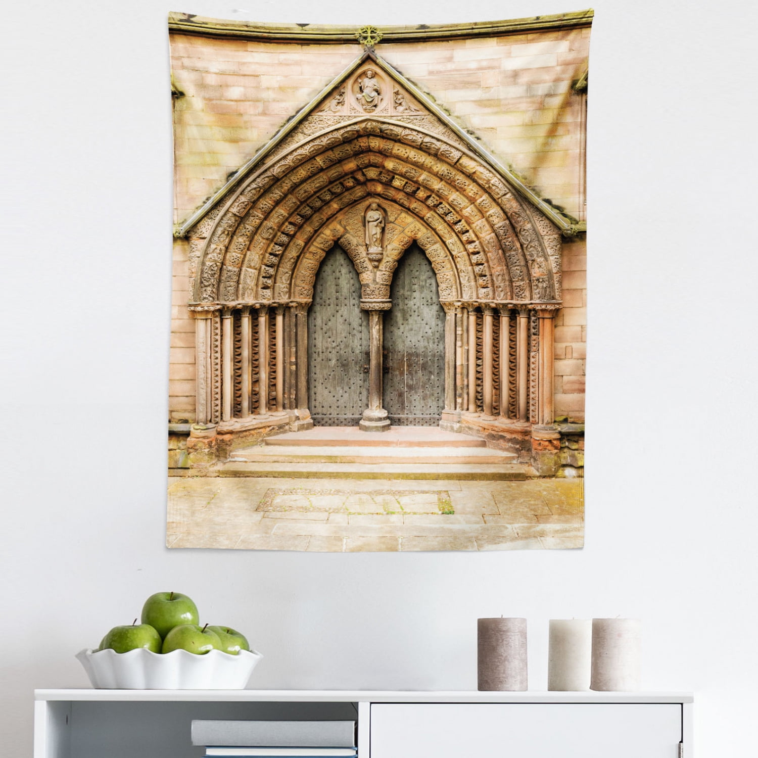 Rustic Tapestry, Medieval Middle Age Door Exit with Gothic Ornate ...