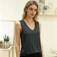 Basic Shirts Tops Sleeveless V Neck Blouse with Relaxed Shape And ...