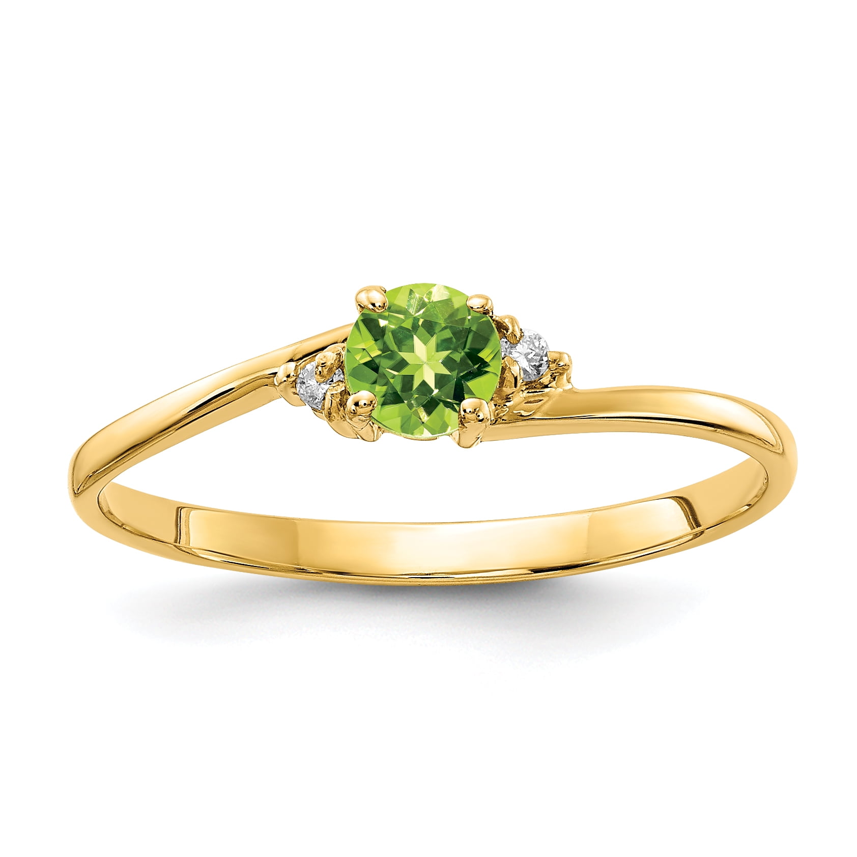 Primal Gold 14 Karat Yellow Gold 4mm Peridot and Diamond Ring - Walmart.com