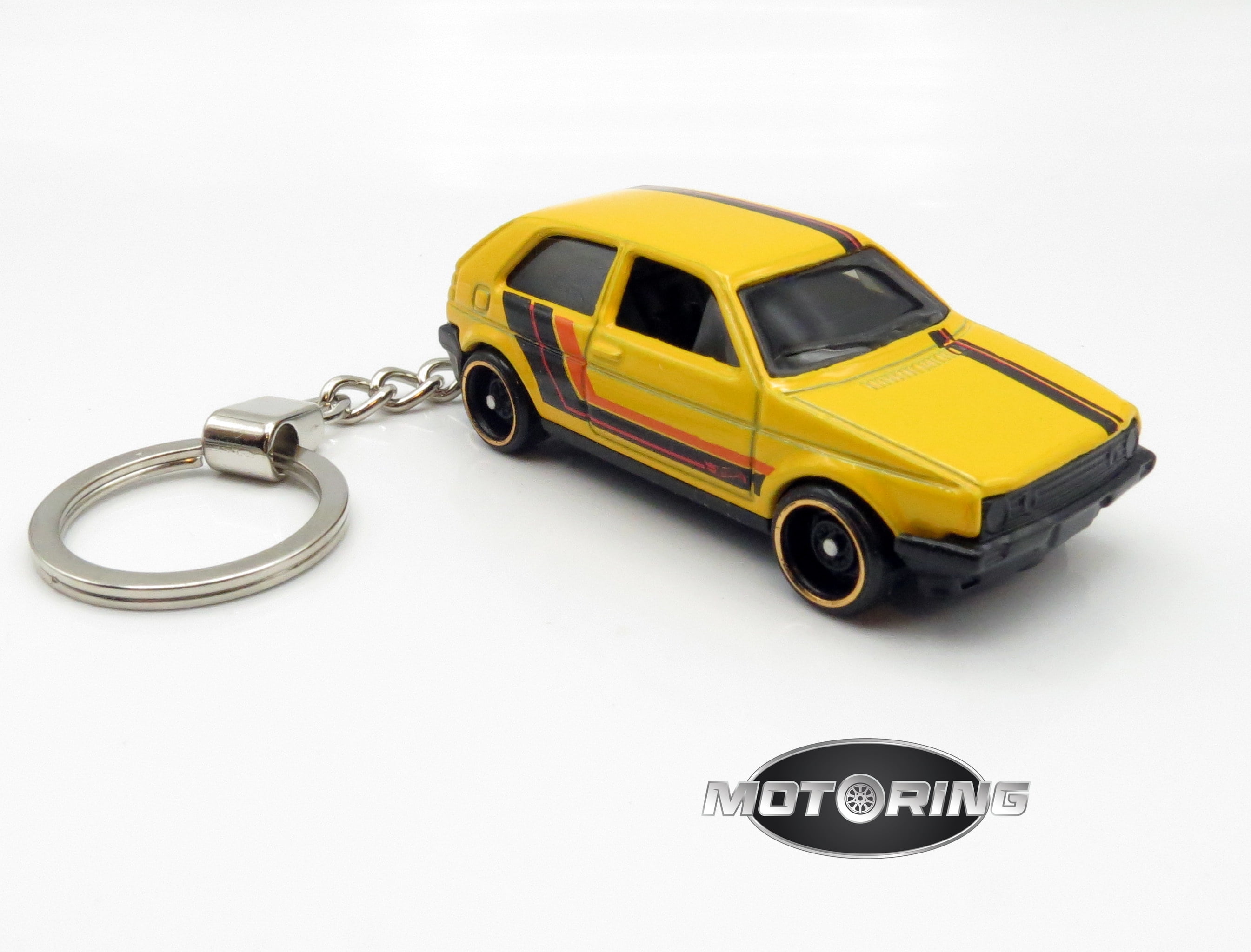VW Volkswagen Golf Yellow Car Rare Novelty Keychain 1:64 Diecast ...