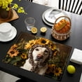 4pcs, Dog Lady with Sunflowers and Hat Placemats, Fashion Print Pattern ...