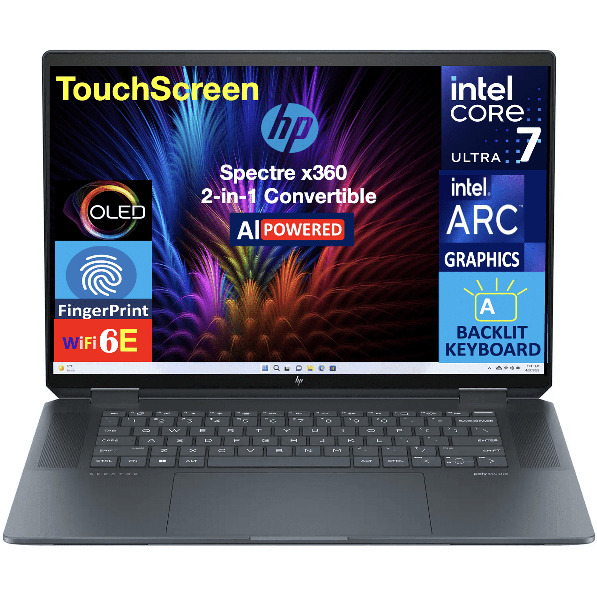 Restored HP Spectre x360 16-aa0010ca 16" 2.8K Touch Laptop Intel Core ...