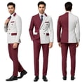 Beauty-Emily Men's Double Breasted Suit Set, Color Block Slim Fit ...