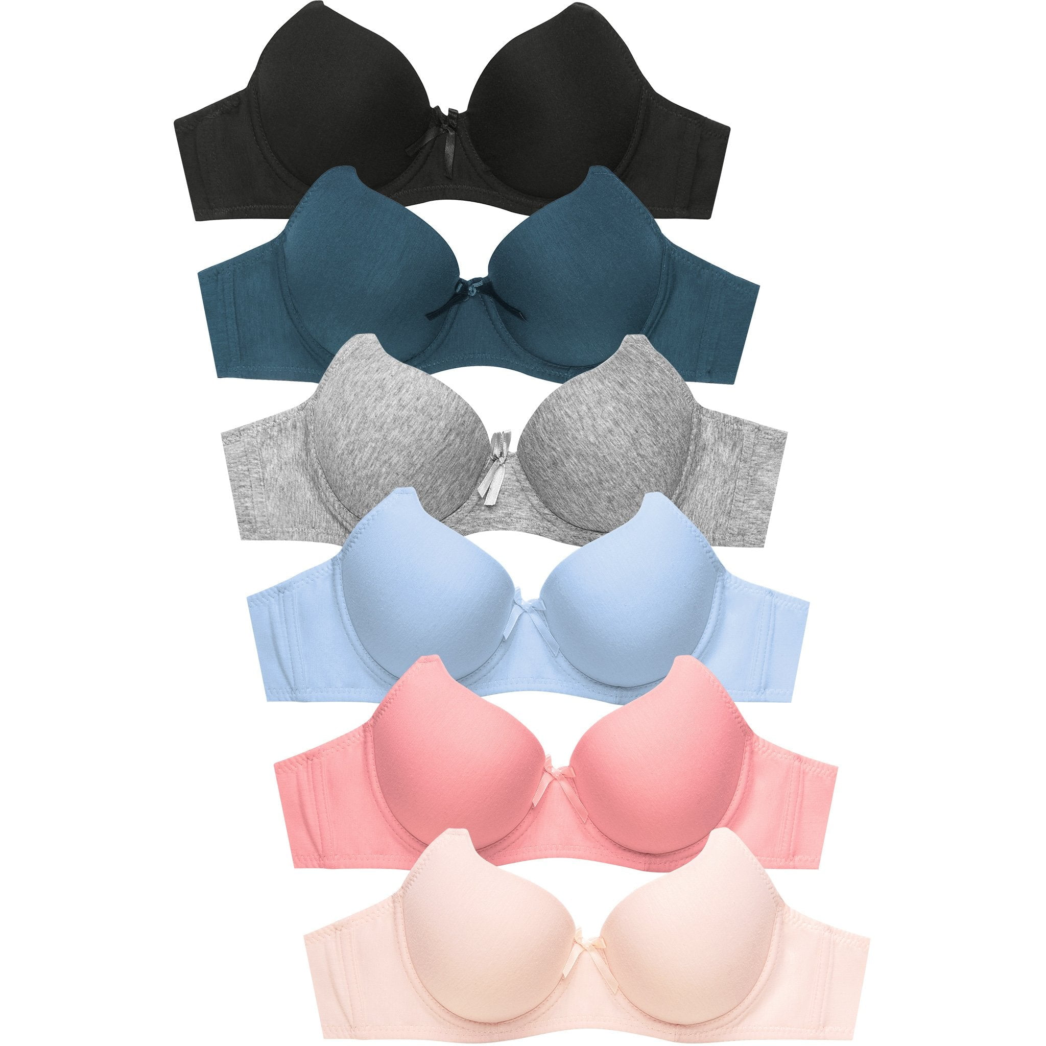 LAVRA Women's 6 Pack of Plain and Lace Bra Full Cup D and DD Plus ...