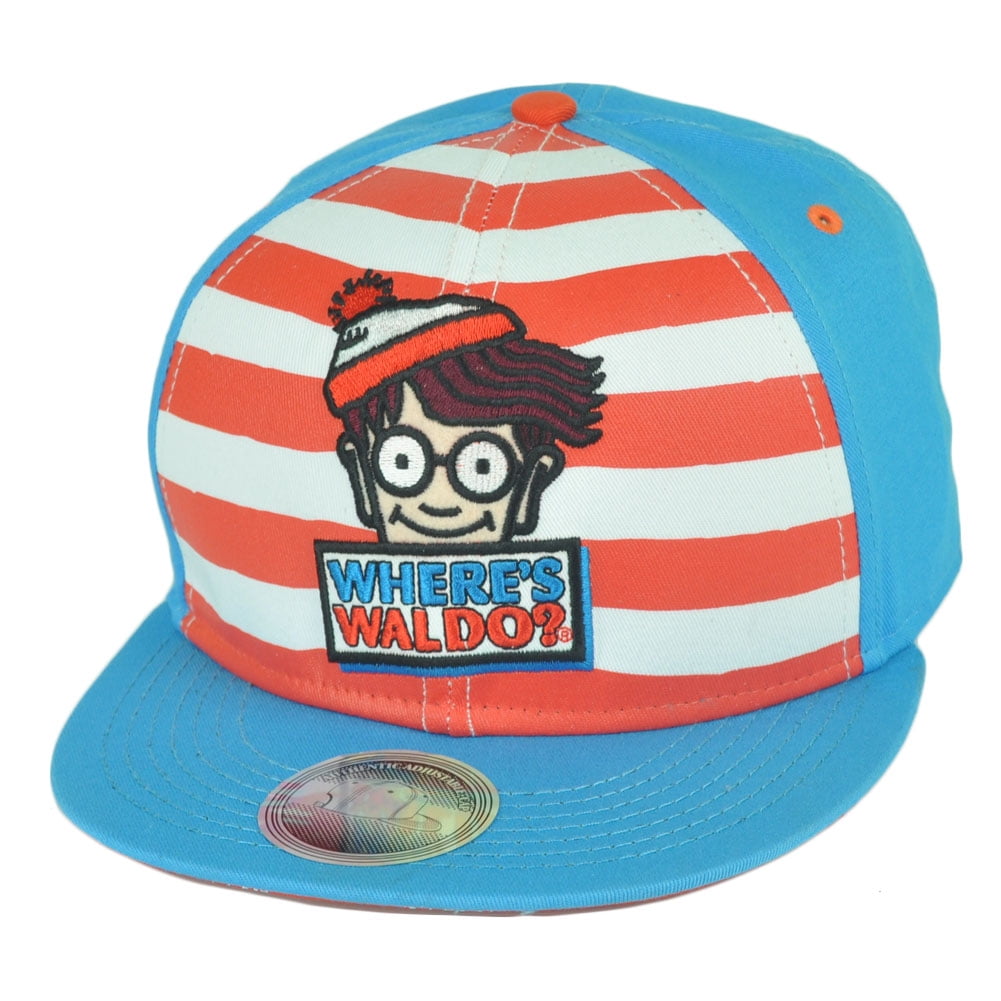 Where's Waldo Wally Book Striped Flat Bill Cartoon Snapback Adjustable ...