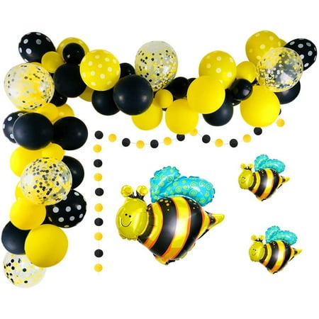 Surrme Bumblebee Balloons Garland Kit Yellow Black Polka Dot Latex ...