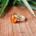 ELANZAA JEWELS- Carnelian Gemstone Ring Oval Cut Vibrant Orange Healing ...