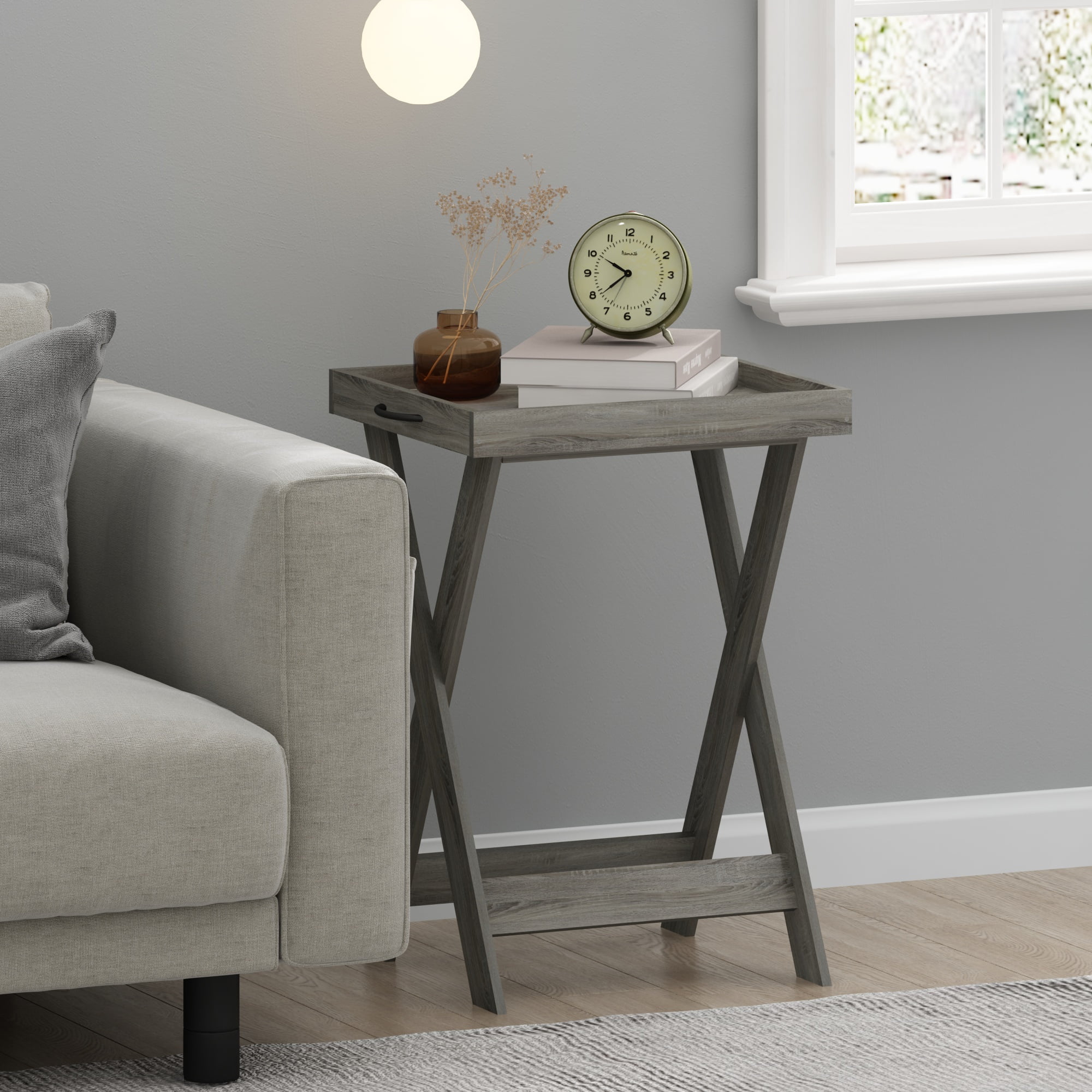 Furinno Montale Tray Table with Removable Tray, French Oak - Walmart.com