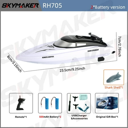 JJRC RH705 RC Boat Toys Shark Model 2.4G Radio Remote Control Speedboat ...