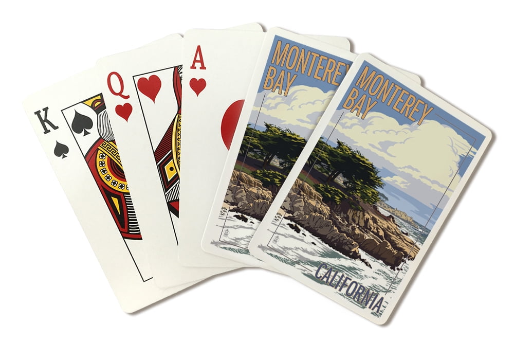 Monterey Bay, California, Cypress Tree, Lantern Press, Premium Playing ...