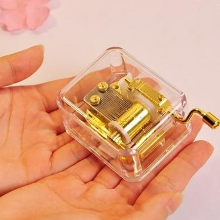 Mini Music Box Hand Cranking Music Movement Transparent DIY Music Box ...