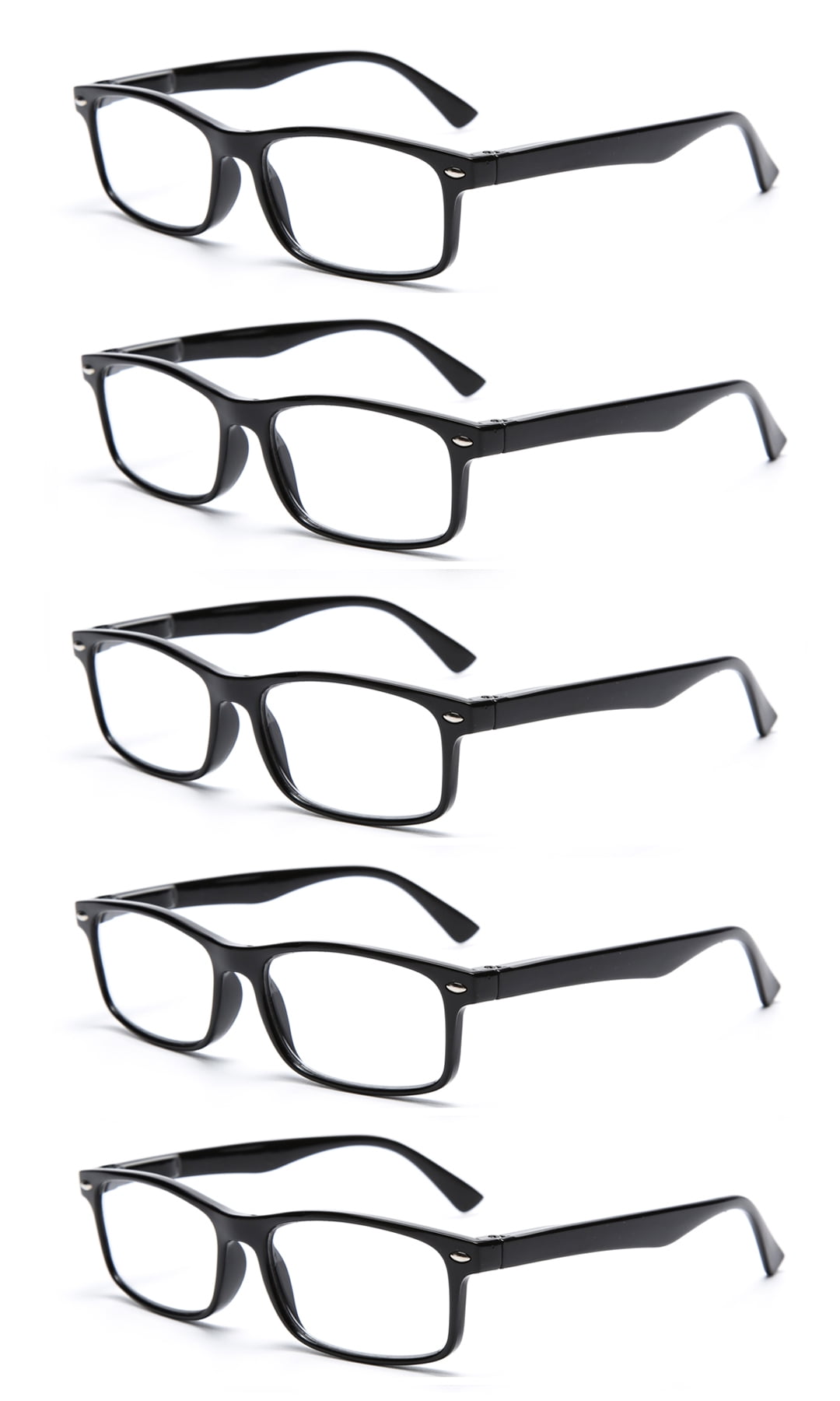 EYE ZOOM 5 Pack Non-Prescription Readers Eyeglasses, Unisex Rectangular ...
