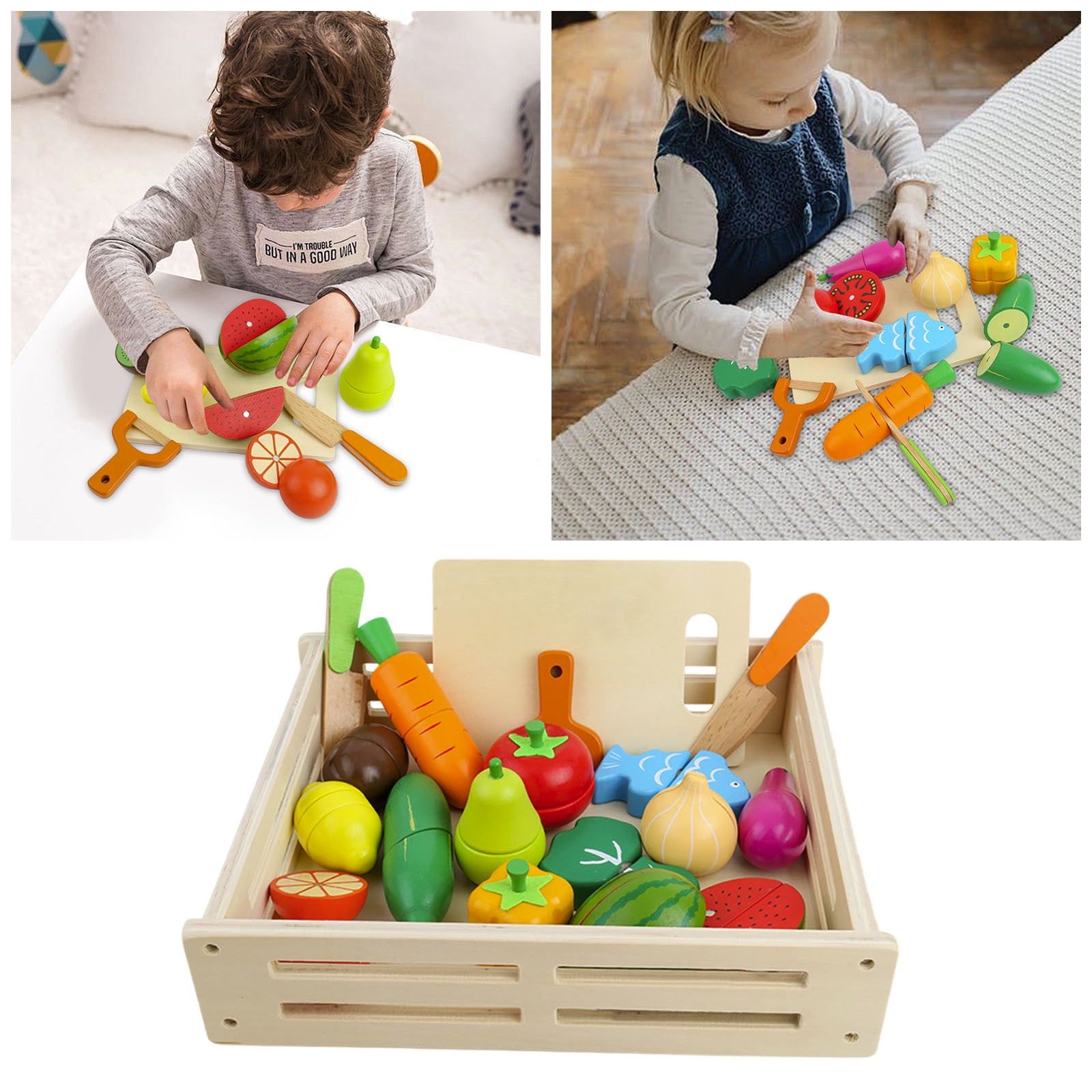 Click here for Vivavault Education Toy 2 Wooden Play Food Set For... prices