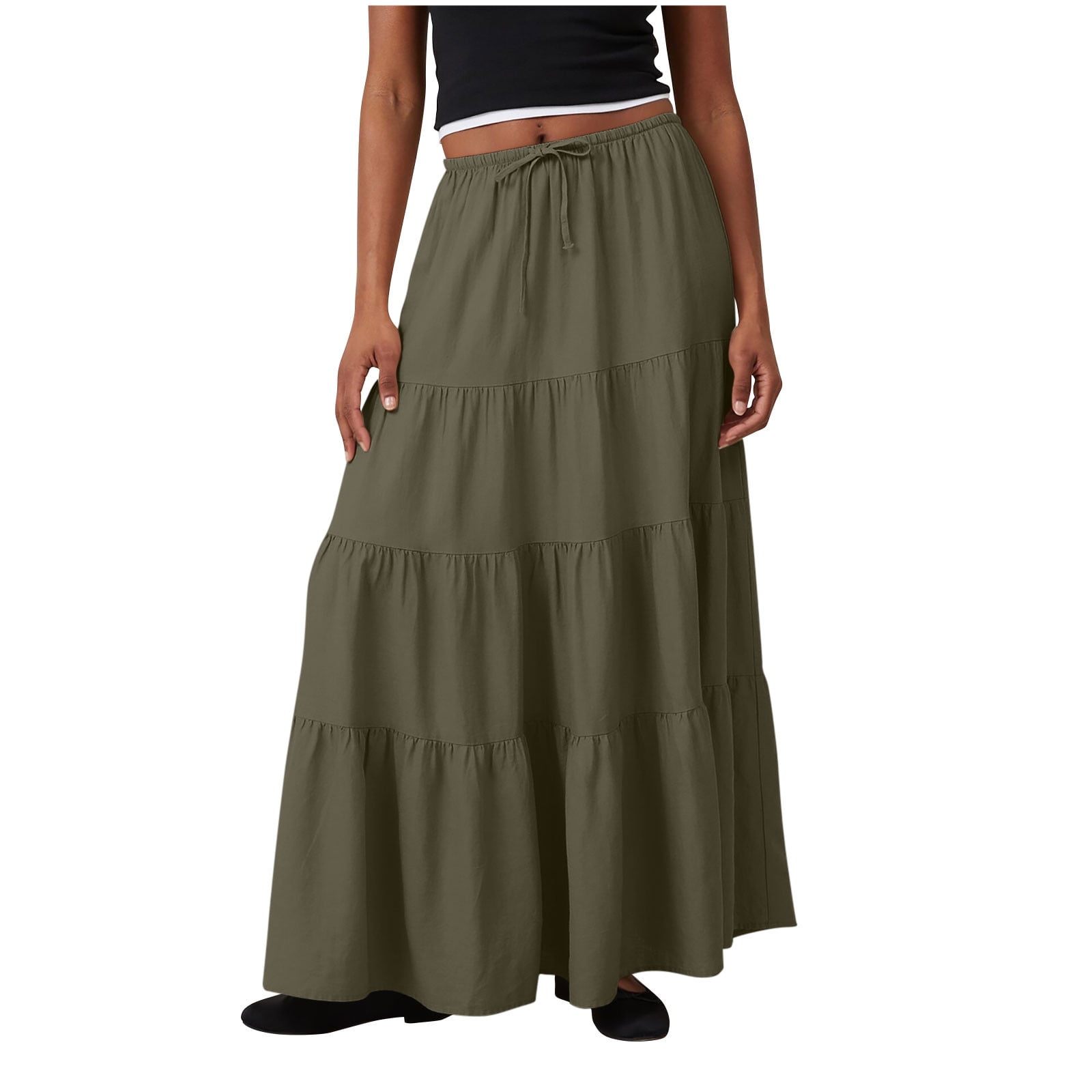Click here for Besolor Maxi Skirt For Women Elastic Waist Drawstr... prices