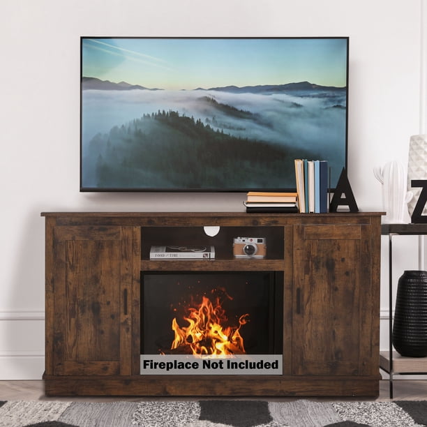 AVAWING Retro Mid-Century Modern TV Stand for 58 Inch TV, Fireplace TV ...