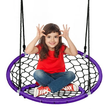 Costway Spider Web Chair Swing w/ Adjustable Hanging Ropes Kids Play ...