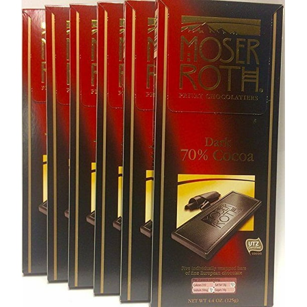 MOSER ROTH German Dark Chocolate Bars (70% Cocoa)-Boxed 6 Pack ...