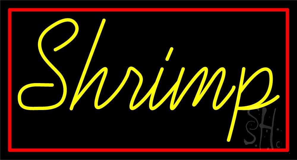 Shrimp Cursive 1 LED Neon Sign 13" Tall x 24" Wide - inches Black ...
