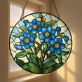 Blue Flower Pattern Stained Glass Style Window Decor Suncatcher ...