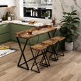 Dining Table Set for 3 Persons, Pub Table with X-Shaped Table Legs ...