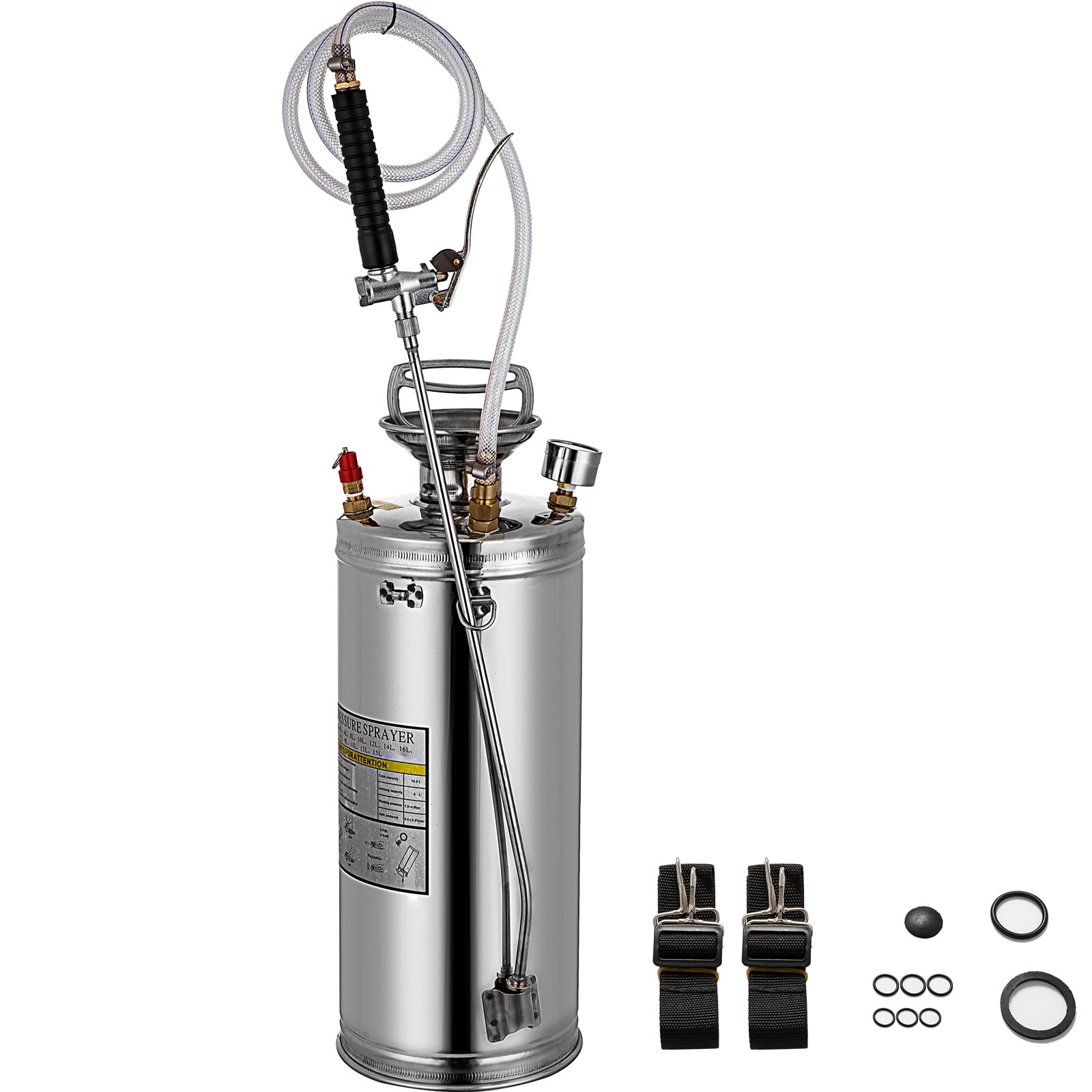 VEVOR 2Gal Stainless Steel Sprayer, Set with 20’’ Wand& Handle& 3.3 ...