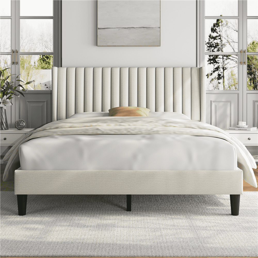 Click here for Fullfurnique Upholstered Bed Frame With Wing Side... prices